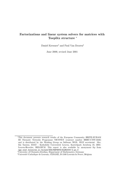 pdf factorizations and linear system solvers for matrices with toeplitz structure