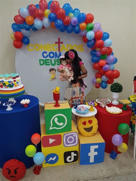 Conectados Deus Ornamentação festa infantil Conectados
