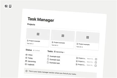 Notion Task Manager Notion Template Notion Dashboard Notion Planner