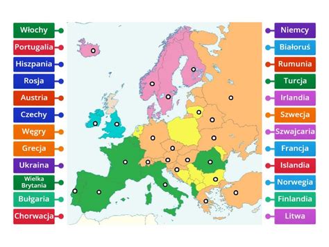 Mapa Polityczna Europy Rysunek Z Opisami