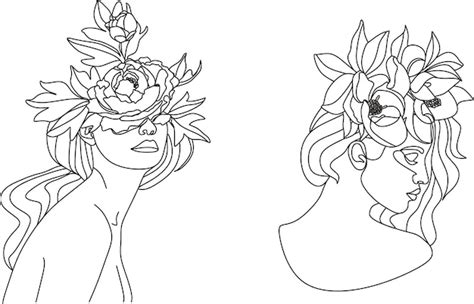 Premium Vector Woman Face With Flowers Line Art Elegant Feminine Beauty Logo