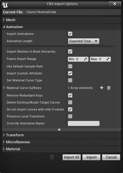 FBX Animation Pipeline Unreal Engine 4 26 Documentation