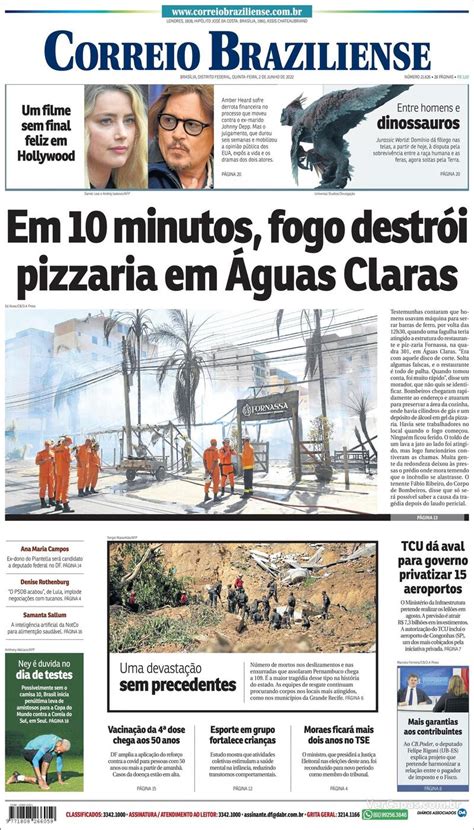 Capa Correio Braziliense Edição Quinta 2 de Junho de 2022