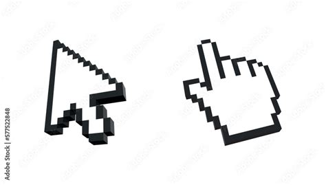 Pixel Mouse Cursor And Hand Pointer Icon Clipart Image Isolated On