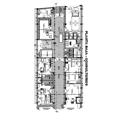 10x24m Ground Floor Hospital Plan Is Given In This Autocad Drawing File