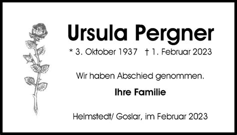 Traueranzeigen Von Ursula Pergner Trauer De
