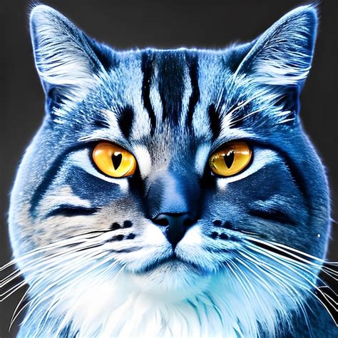 Un Cuadro De Un Gato Con Ojos Amarillos Y Fondo Negro Foto Premium