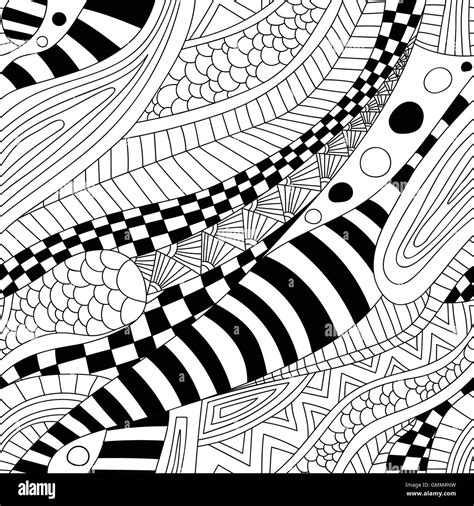 Abstract Zentangle Doodle Waves Seamless Pattern Stock Vector Image