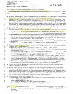Fillable Online Vacant Land Listing Agreement Lotlady Fax Email