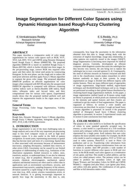 pdf image segmentation for different color spaces using image segmentation for different