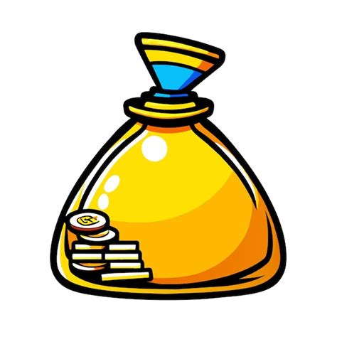 Una bolsa llena de dinero con una ilustración vectorial dorada Vector