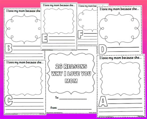 Reasons Why I Love You Mom Book Printable Worksheet With Answer Key