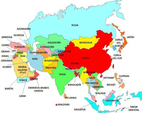 Información e imágenes con mapas de Asia político físico y para