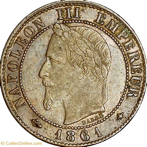 Un centime tête laurée Napoléon III 1861 Paris Coins World
