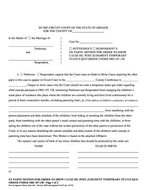 Fillable Online Courts Oregon Motion For Order To Show Cause Re Post