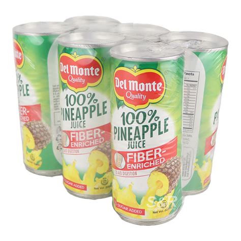 Del Monte Pineapple Juice Fiber 220mL X 6 Cans Lazada PH