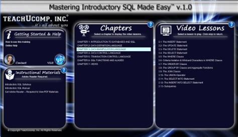 Teachucomp Video Training Tutorial For Introductory Sql Structured