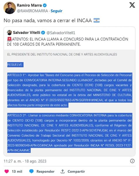 El Chino Darín DEFENDIÓ la continuidad del INCAA ante una iniciativa