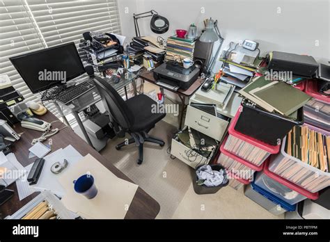 Messy Home Office Desk
