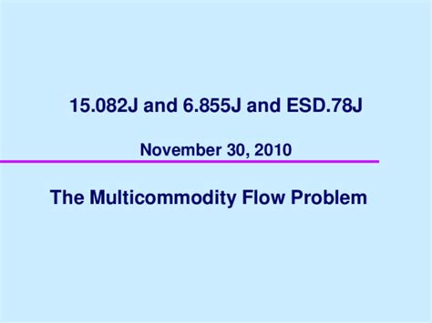 pdf a multicommodity flow problem elaine kant