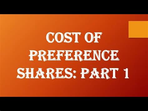 Cost Of Preference Share Part Youtube