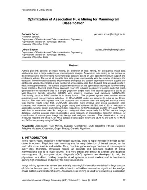 pdf optimization of association rule mining for mammogram classification udhav bhosle
