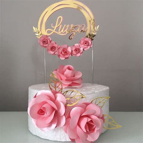 Topo De Bolo Dourado Flores Decora O Do Bolo De Anivers Rio