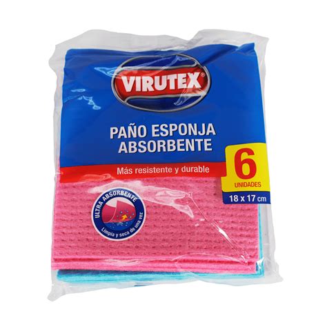 Paño Esponja Virutex Absorbente 18x18 cm Paquete de 6 Unidades