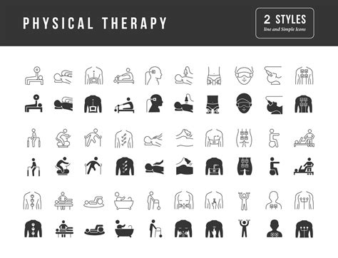 Set Of Simple Icons Of Physical Therapy Vector Art At Vecteezy