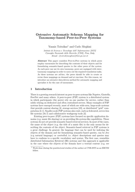 pdf ostensive automatic schema mapping for taxonomy based peer to peer systems