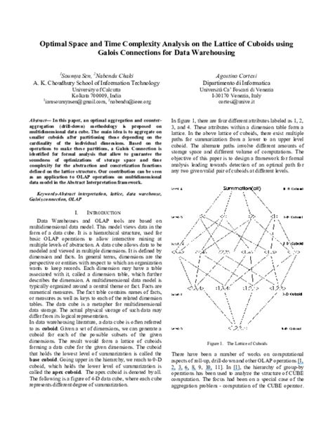 pdf optimal space and time complexity analysis on the lattice of cuboids using galois