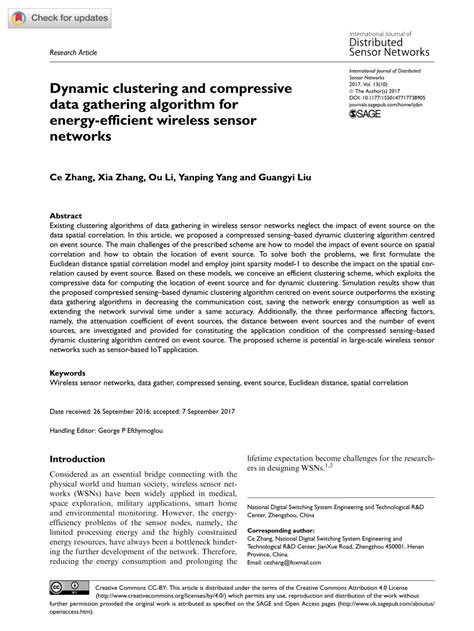 pdf dynamic clustering and compressive data gathering algorithm for energy efficient wireless