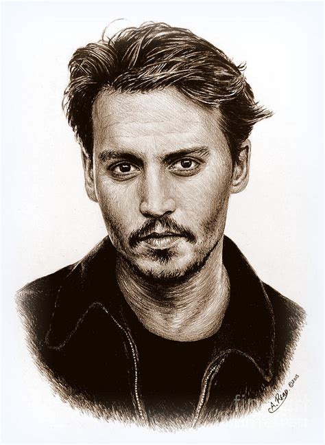 Johnny Depp Sepia Drawing By Andrew Read