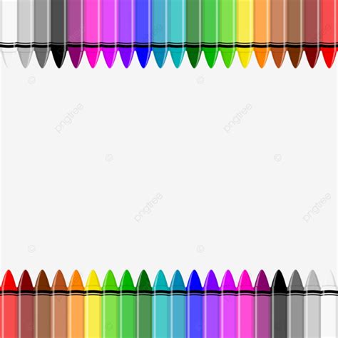 Borde De Crayones De Colores Arriba Y Abajo Vector PNG Colorido