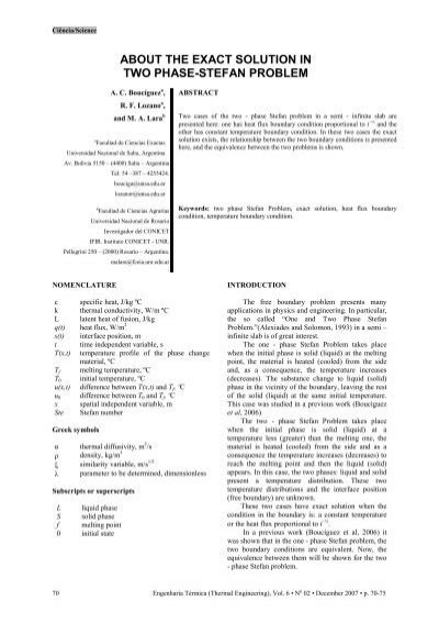 about the exact solution in two phase stefan problem demec