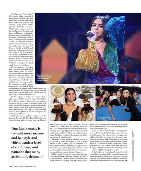 Dua Lipa In Rolling Stone Magazine India November 2019 Hawtcelebs