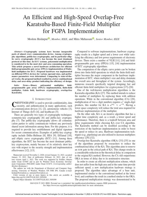 an efficient and high speed overlap free karatsuba based finite field multiplier for fgpa