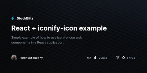 React Iconify Icon Example Stackblitz
