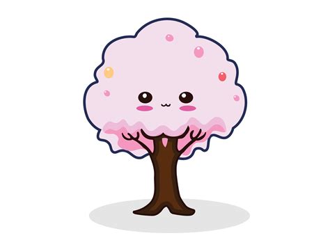 Fruitful Kawaii Tree 26132009 Vector Art At Vecteezy