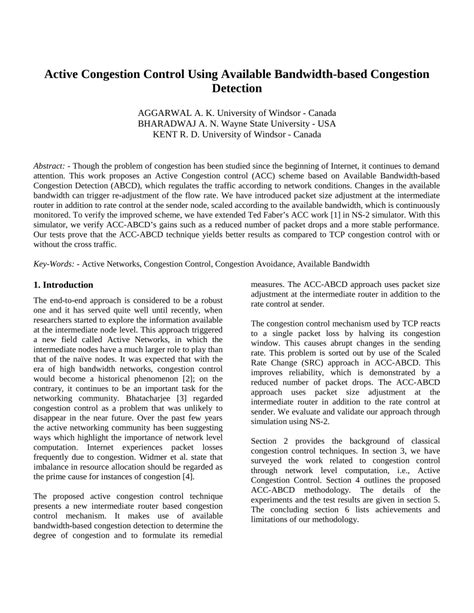 pdf active congestion control using disseminated available bandwidth based congestion detection