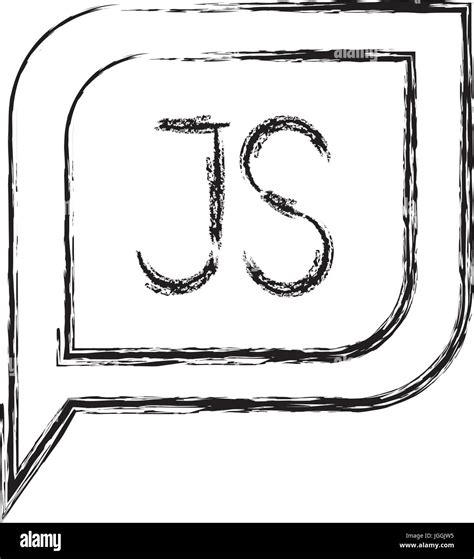 monochrome blurred silhouette dialogue square with tail with js symbol stock vector image and art