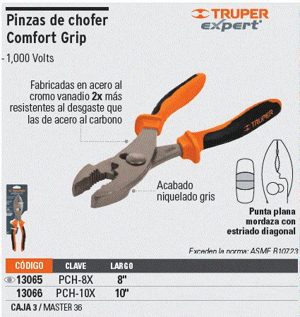 13066 PCH 10X TRUPER Pinzas De Chofer 10 Mango Comfort Grip Truper
