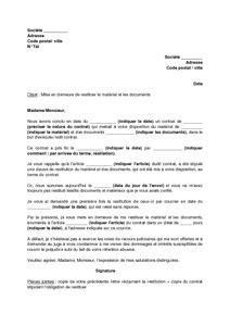 Exemple Gratuit De Lettre Mise En Demeure Restituer Mat Riel Et