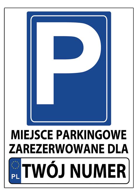 Parking ZAREZERWOWANY Prywatny Rejestracja 21x30 Znak Tablica MIEJSCE