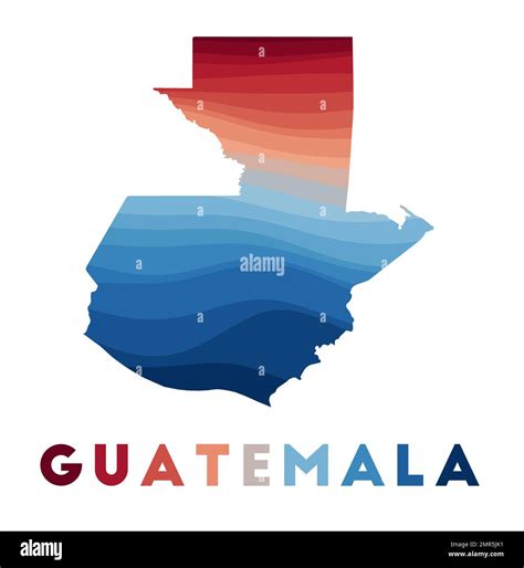 Guatemala Map Map Of The Country With Beautiful Geometric Waves In Red