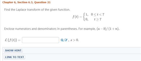 solved find the laplace transform of the given function