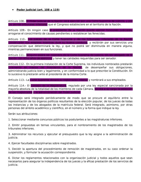 Resumen Poder Judicial Art A Art Culo El Poder