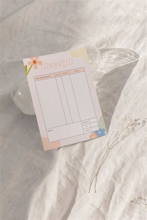Cute Receipt Template Ediatble Canva Thank You Card Template Editable