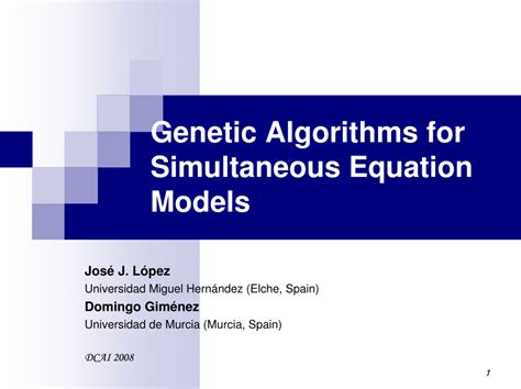 pdf genetic algorithms for simultaneous equation models