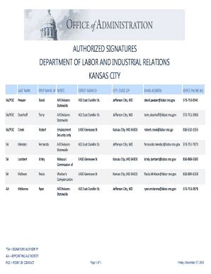 Fillable Online It Careers Mo AUTHORIZED SIGNATURES DEPARTMENT OF LABOR